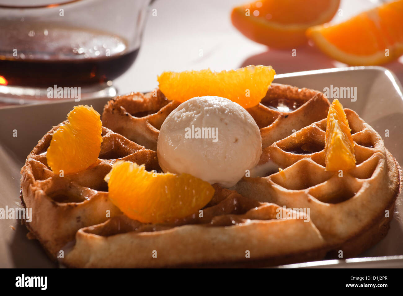 waffles with orange on top Stock Photo - Alamy