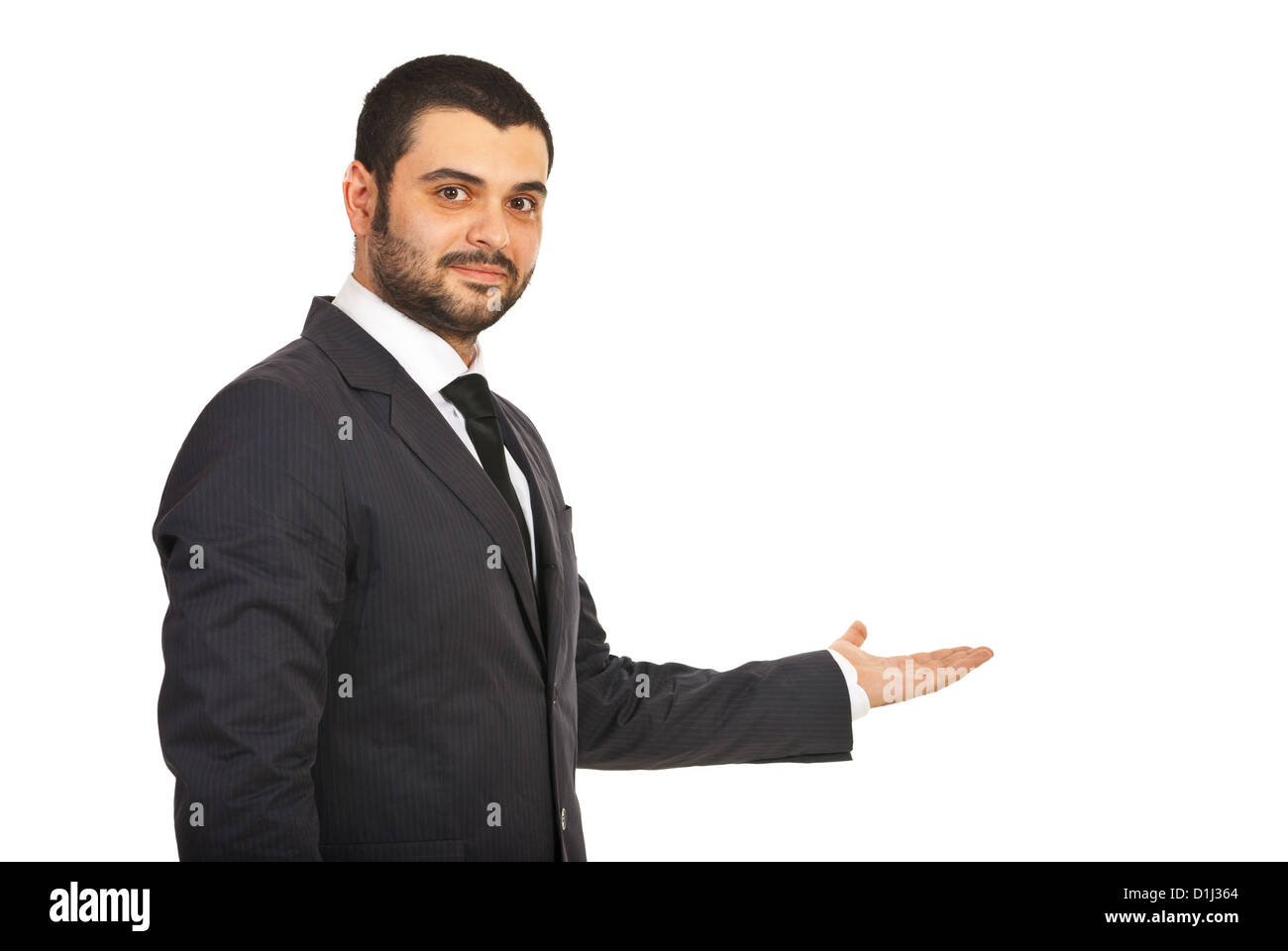 Business man invite you to join isolated on white background Stock ...