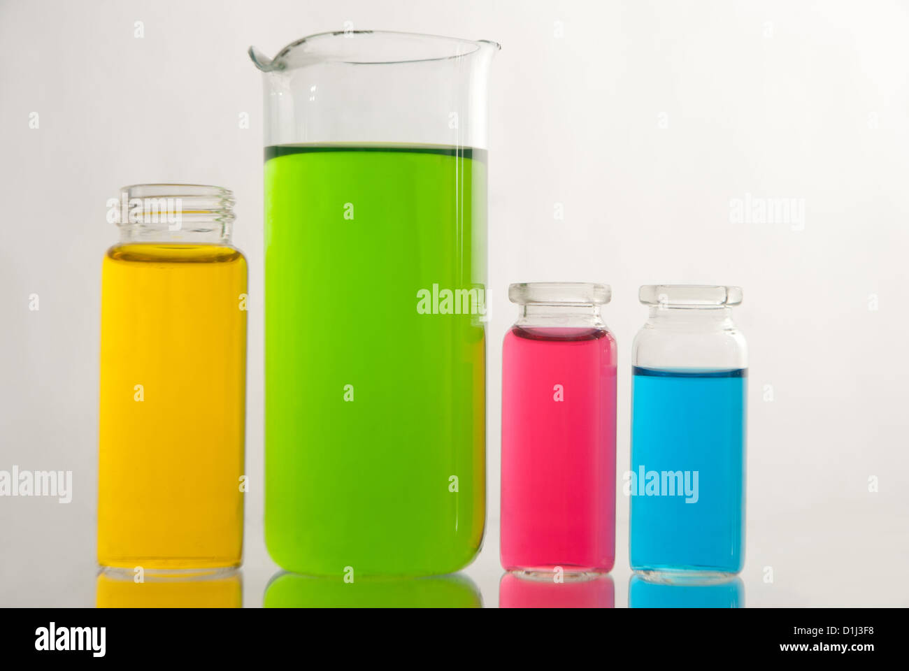 Glass laboratory equipment for science research on white background ...