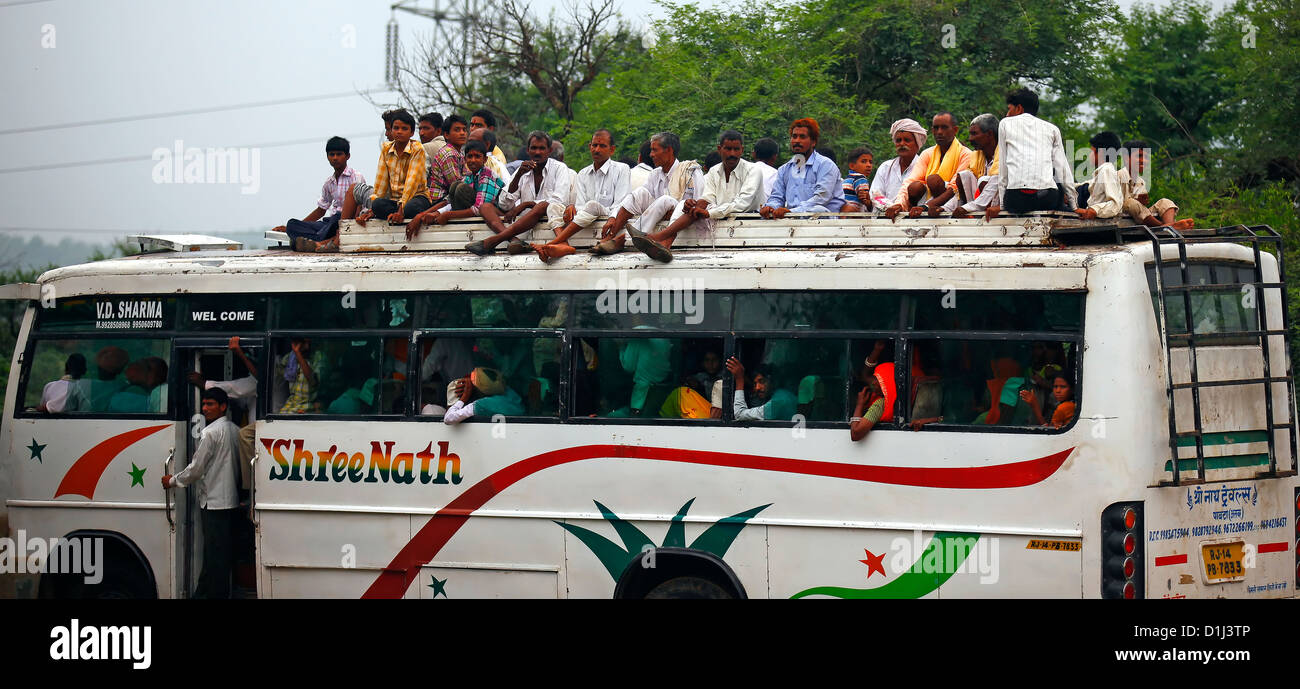 People On the roof of bus In Rajasthan,India Stock Photo - Alamy