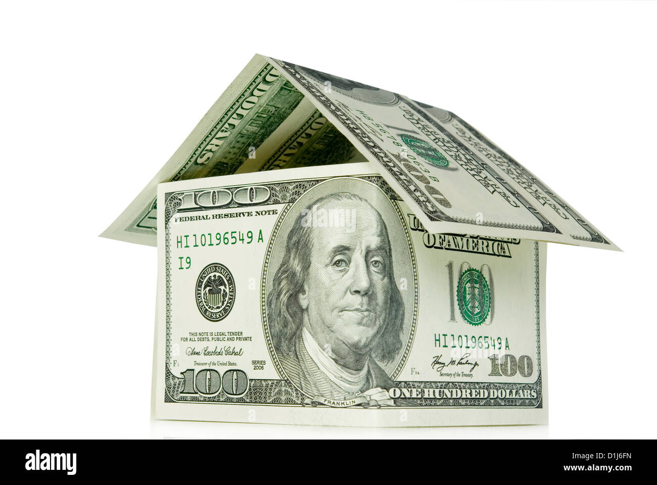 Money house on white background Stock Photo - Alamy