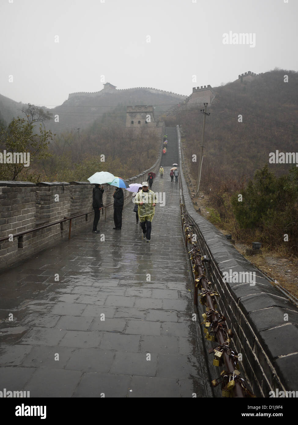 great wall of china raining rainy Stock Photo - Alamy