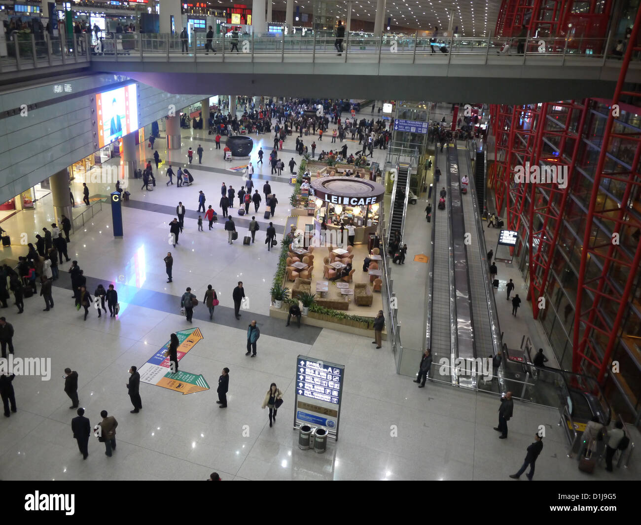 busy chinese airport inside crowd travelers Stock Photo - Alamy