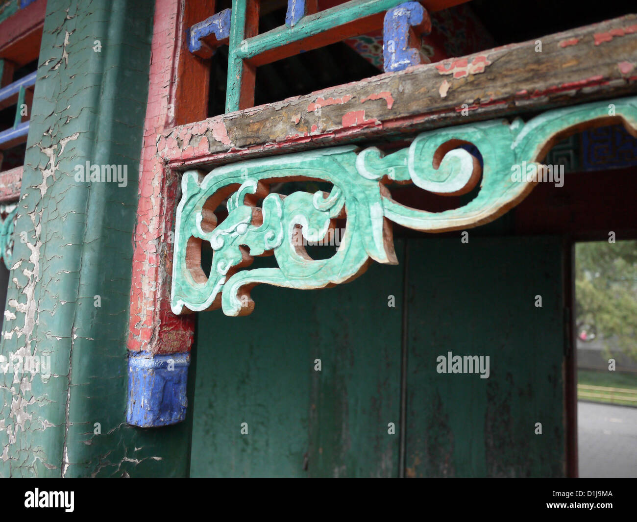ancient chinese wooden artistic outdoor moulding Stock Photo - Alamy