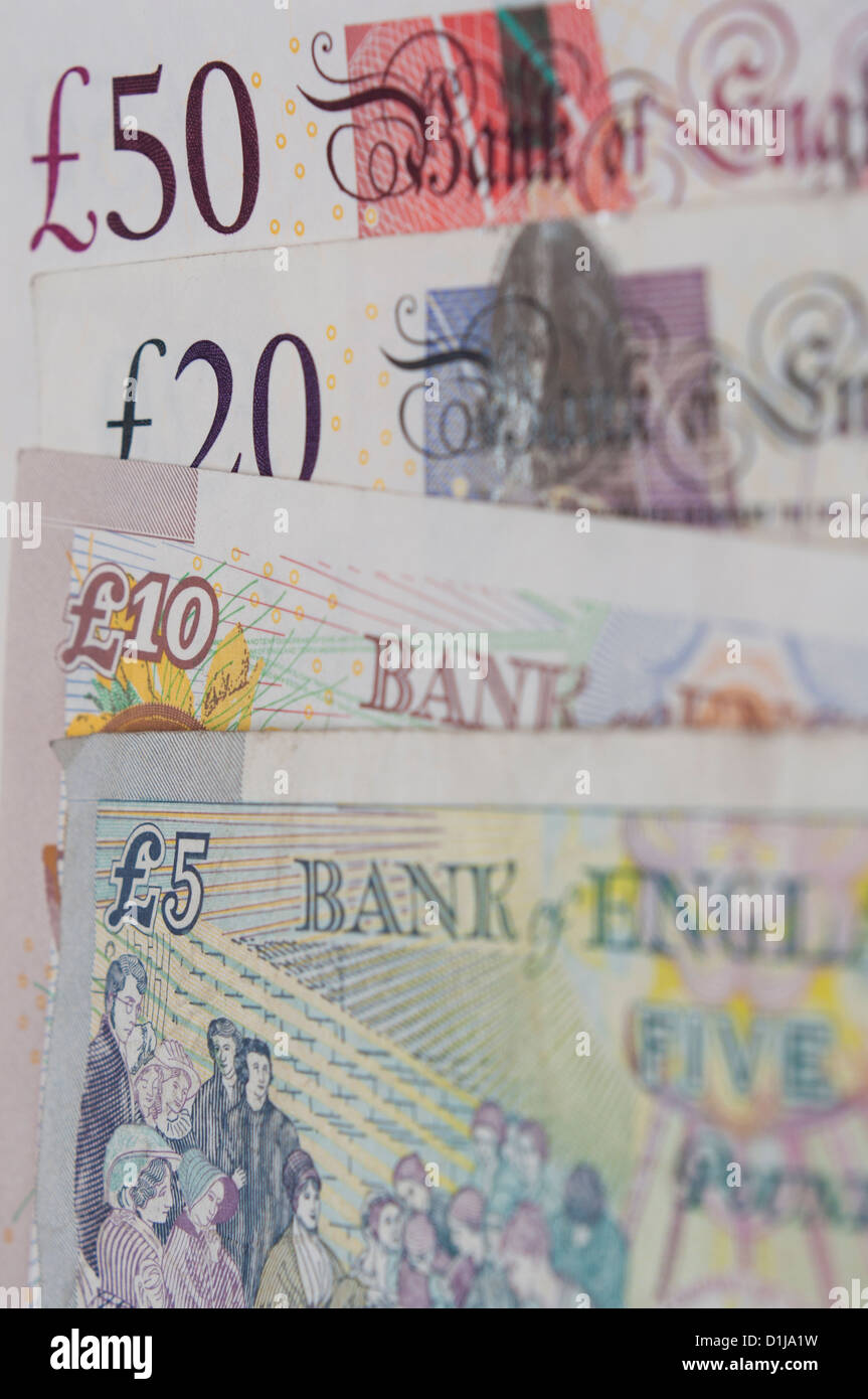 Bank of England sterling currency bank notes Stock Photo - Alamy