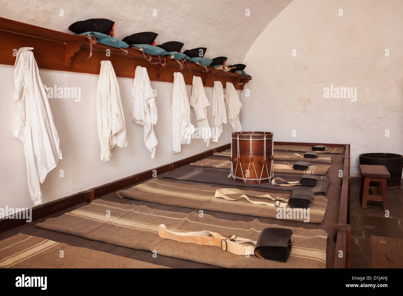 Military Uniforms and Sleeping Quarters in Barracks, El Morro, San Juan ...