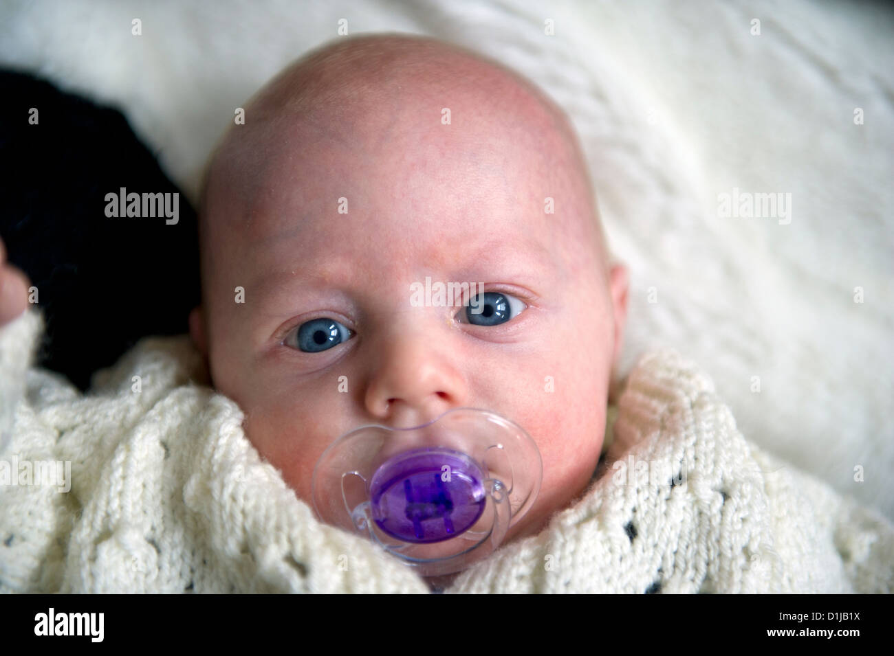 An seven week old baby with a dummy Stock Photo - Alamy