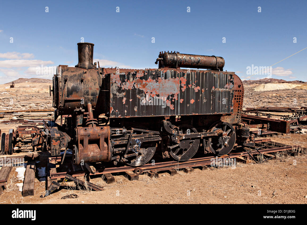 Old railroad steam engine in former gold mining boomtown turned ghost ...