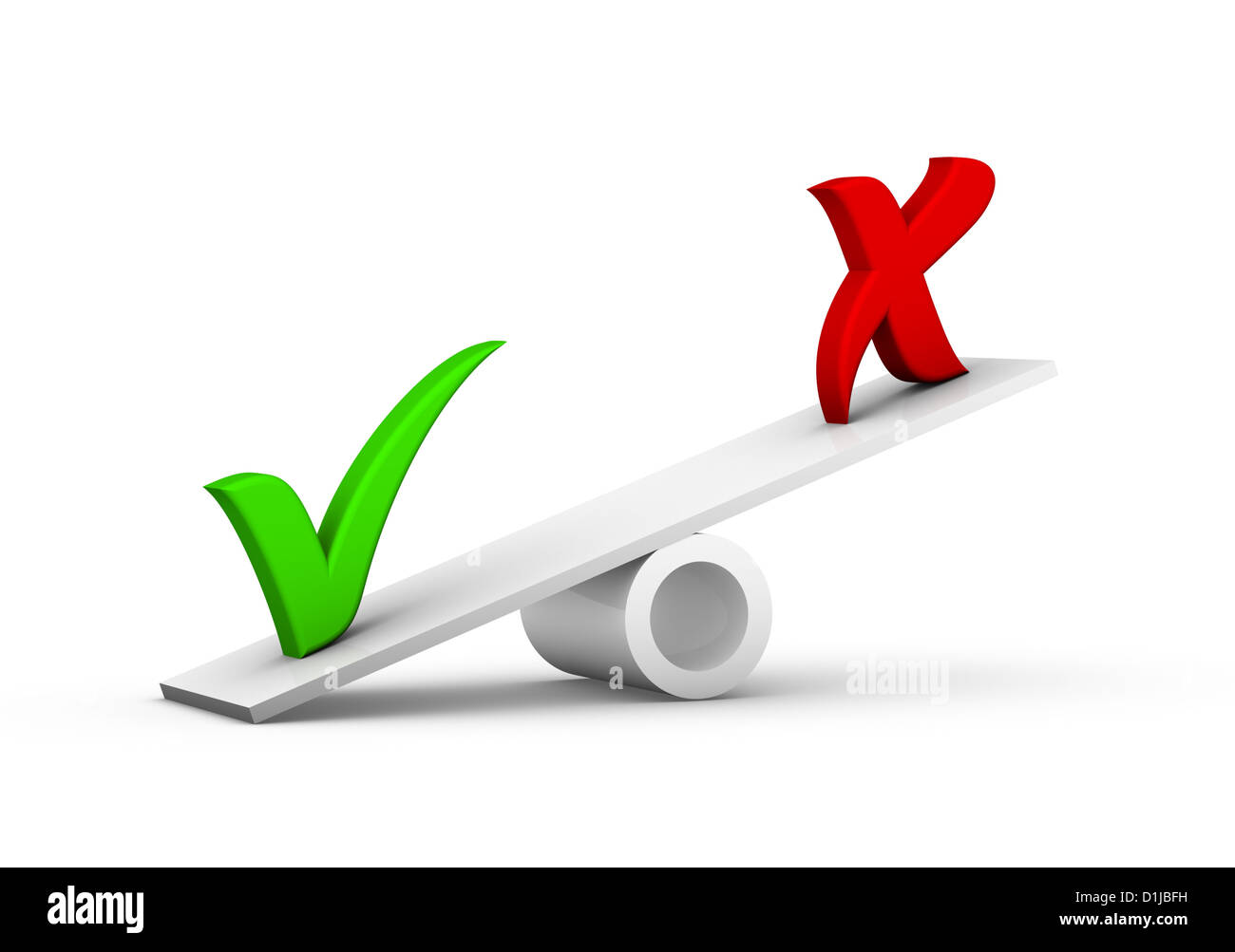 positive and negative check marks on seesaw Stock Photo - Alamy