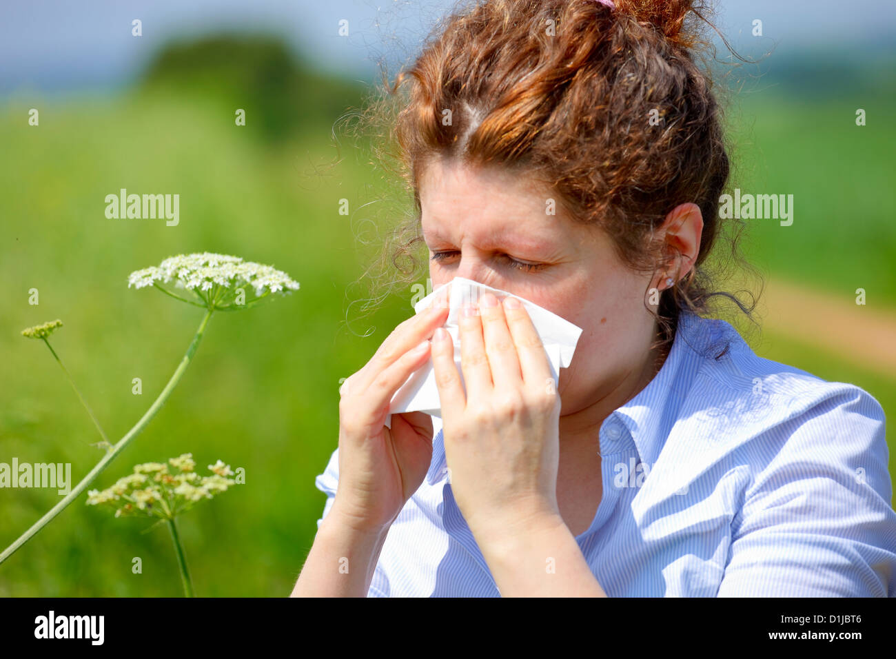 Woman handkerchief allergy allergic hi-res stock photography and images ...