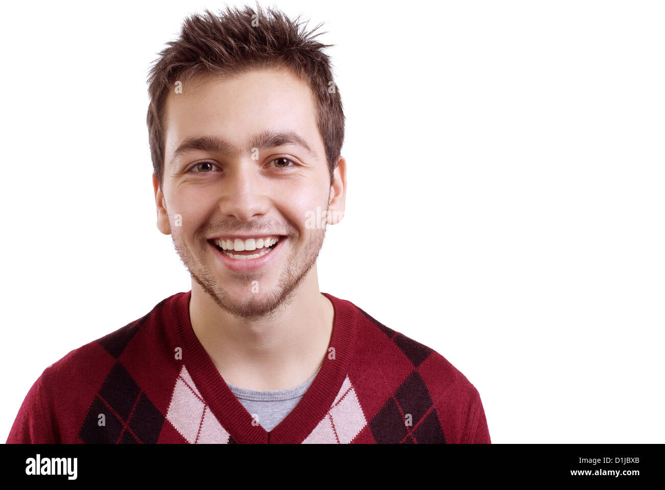 Young man smiling isolated on white background Stock Photo - Alamy