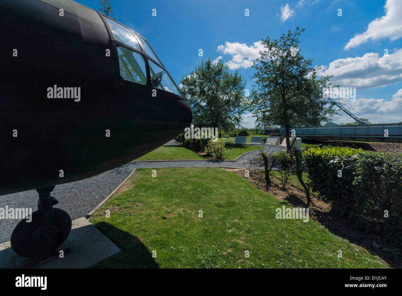 Pegasus Bridge Museum, Normandy. A replica of a British Horsa Glider ...