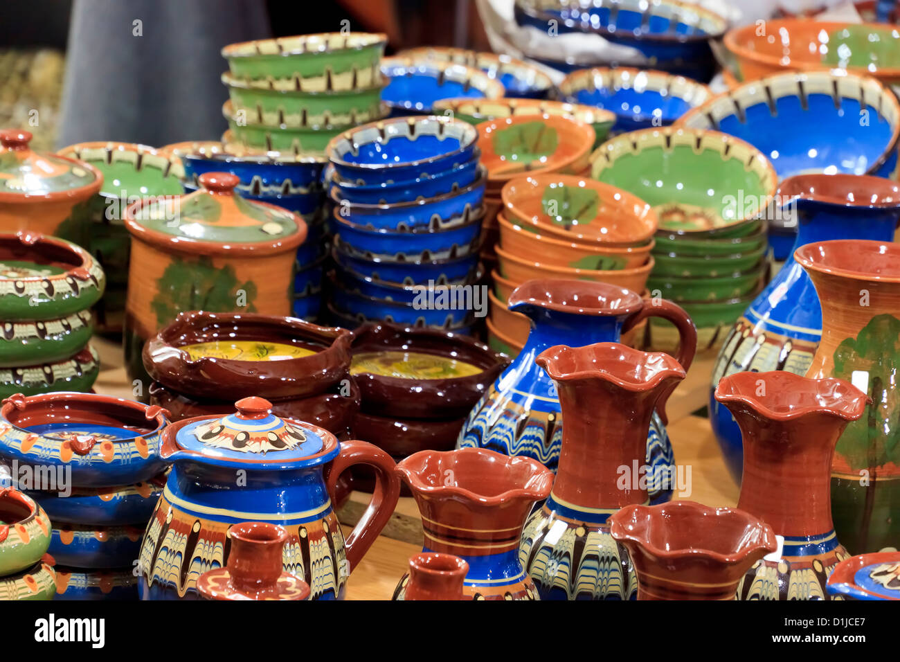 Clay pottery on display, Paphos, Cyprus Stock Photo - Alamy