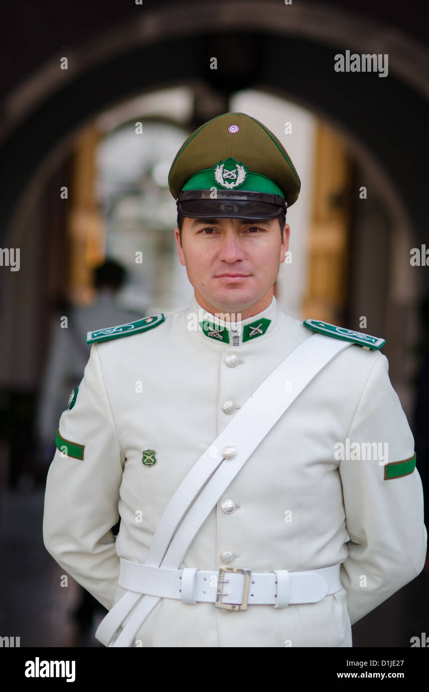 Chile Police Officer (Carabinero) in front of La Moneda, Santiago de ...
