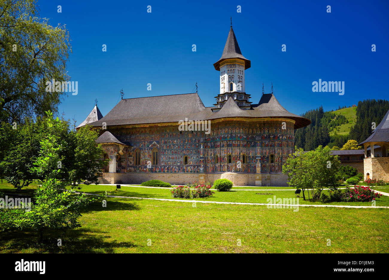 Sucevita painted monastery in Romania. It is a UNESCO World Heritage ...