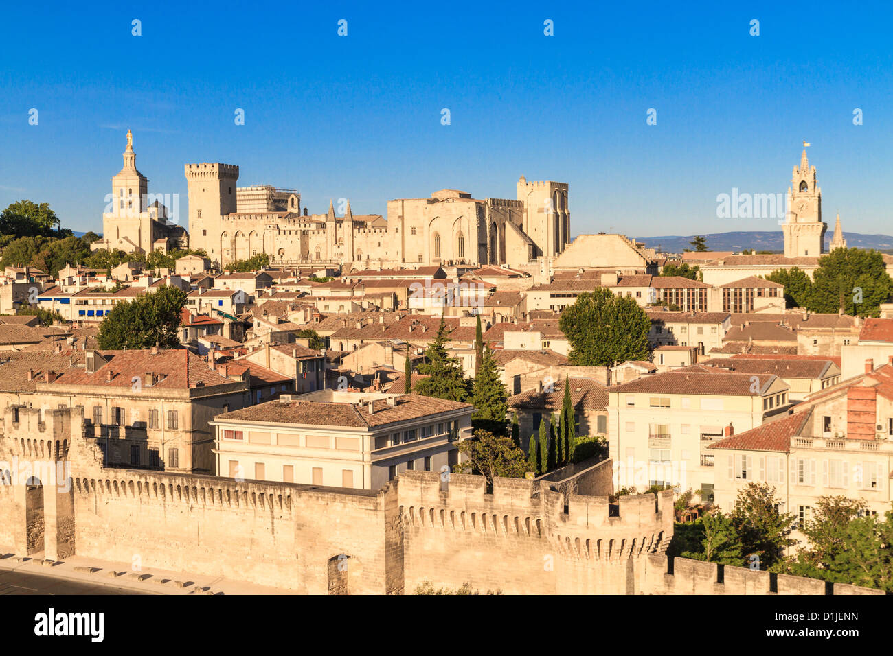 Avignon in Provence - View on City walls and popes palace Stock Photo ...