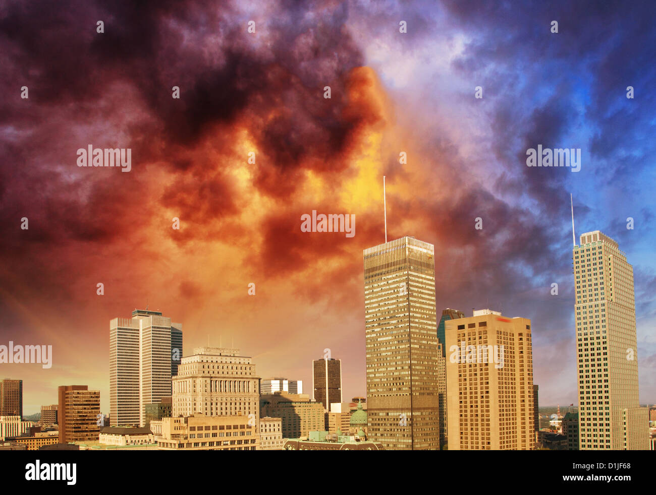 Montreal skyline with beautiful sky colors - Canada Stock Photo - Alamy