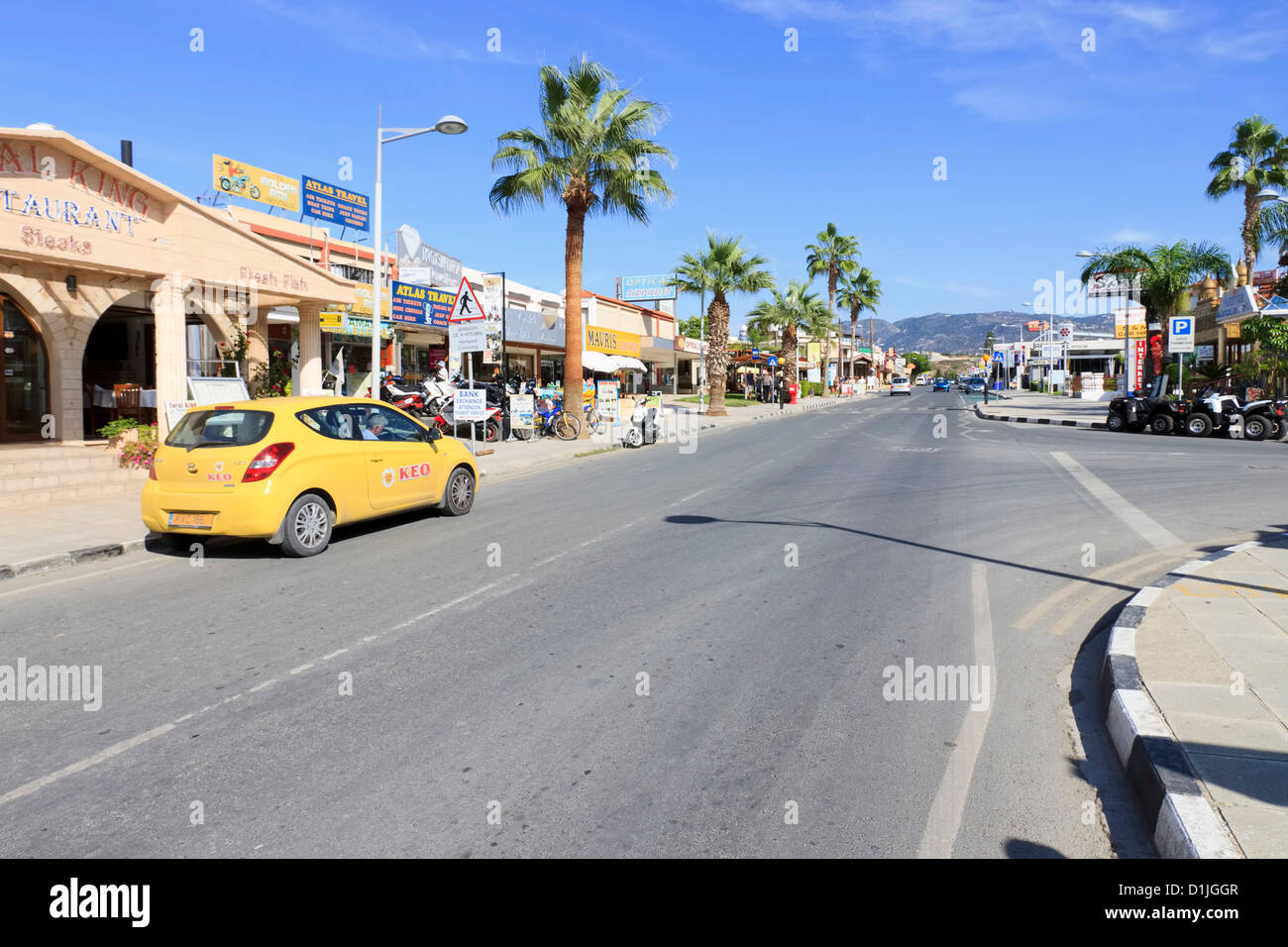 Coral bay main street, Paphos, Cyprus Stock Photo - Alamy