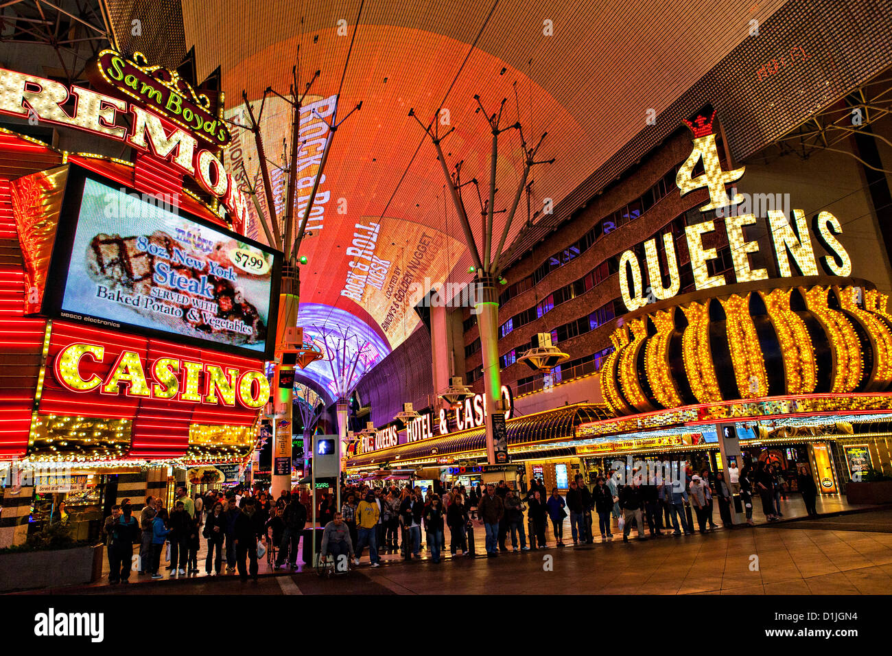 Neon lights in the Fremont Street Experience in Las Vegas, NV Stock ...