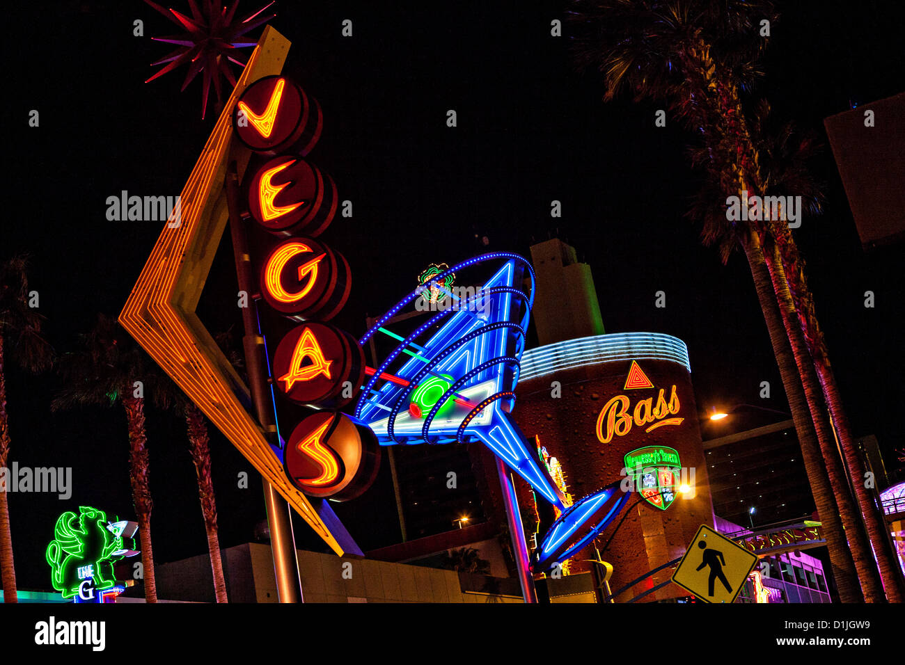 Neon lights in the Fremont district in Las Vegas, NV Stock Photo - Alamy