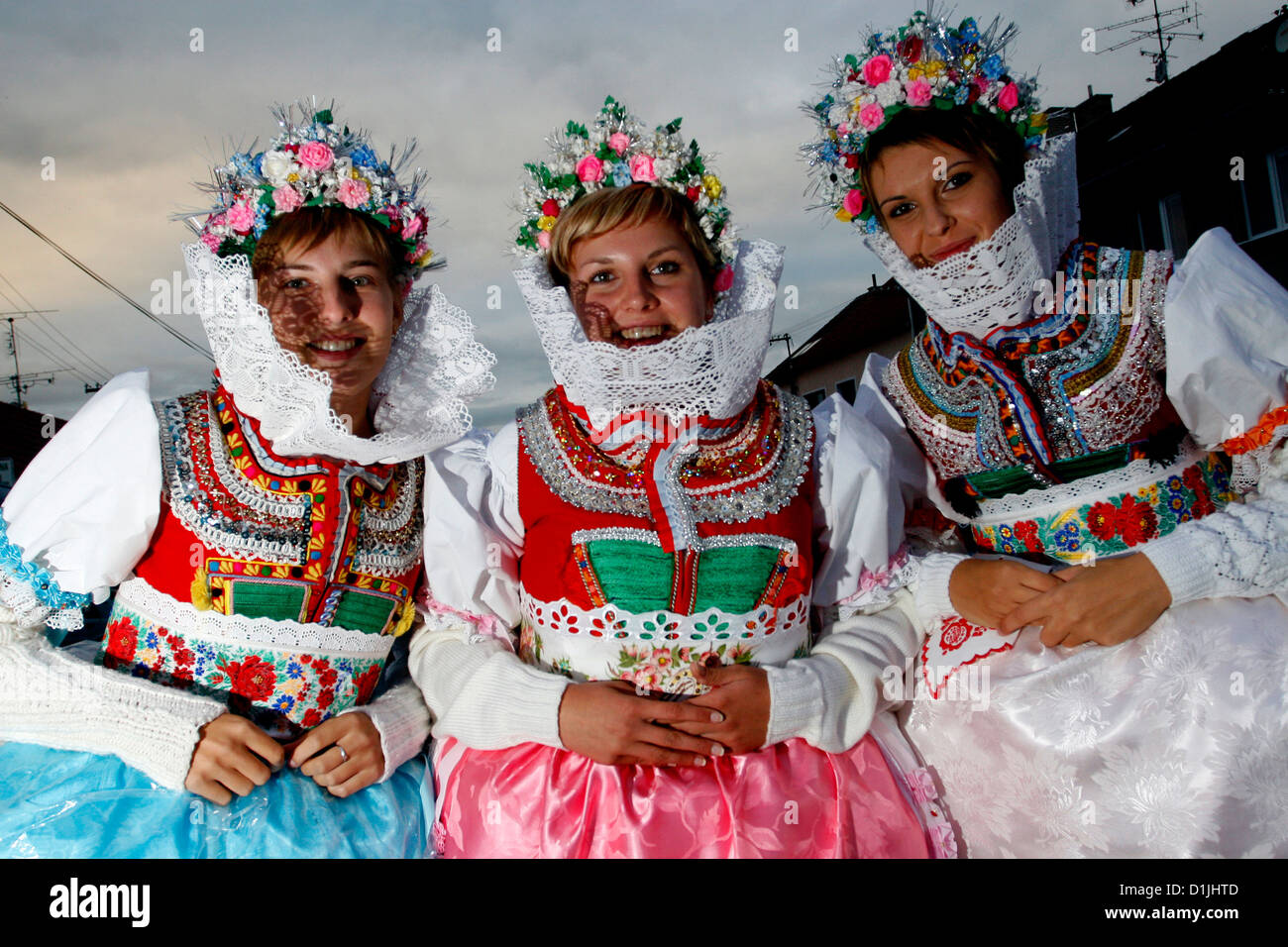 Three women in tradition folk costume, Czech Republic Stock Photo - Alamy