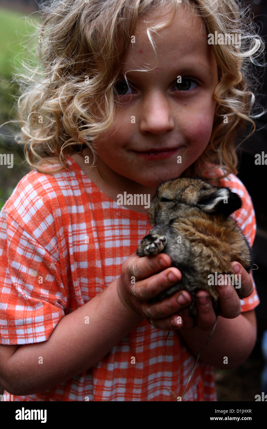 Child with bunny Portrait Stock Photo - Alamy