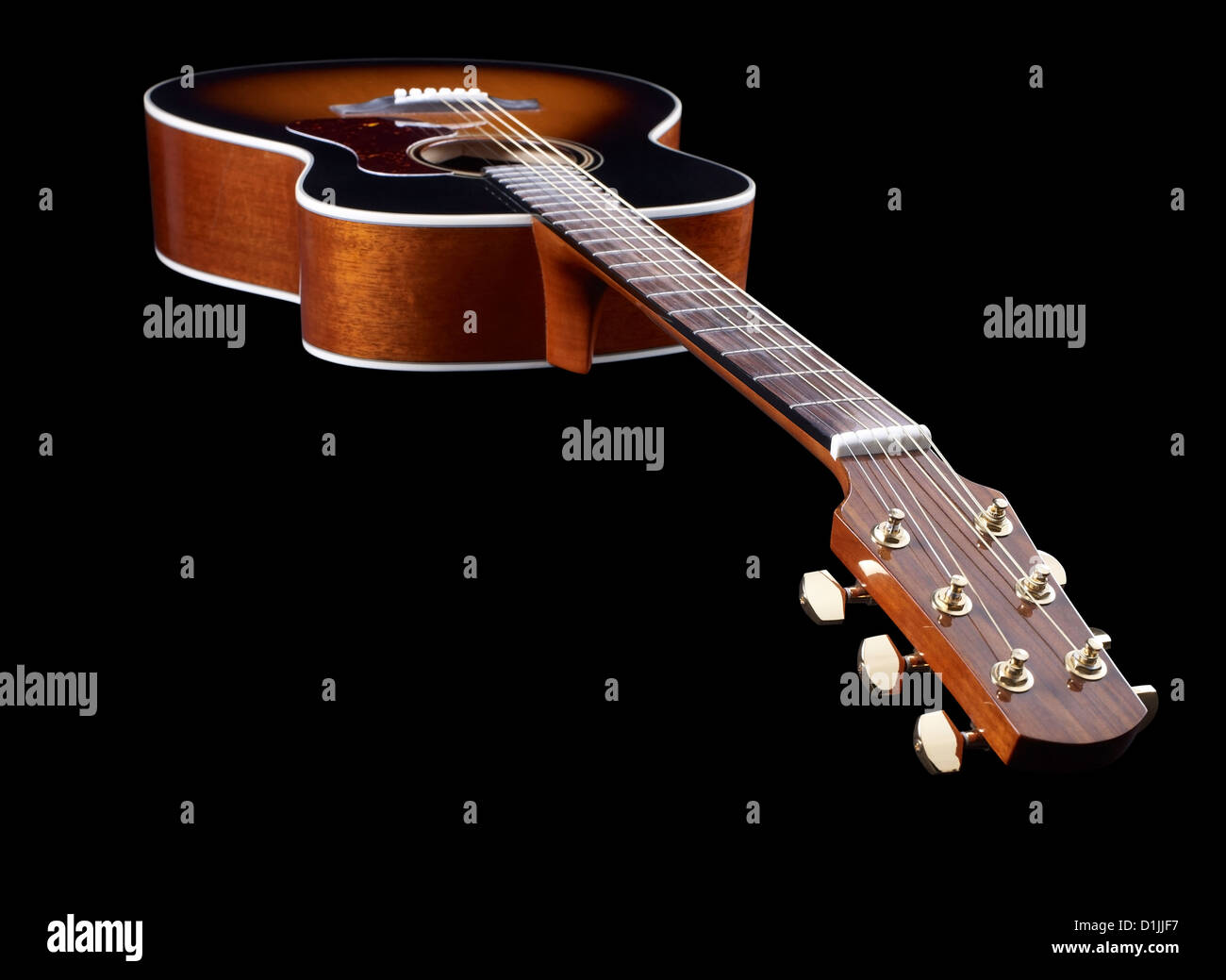 Acoustic Guitar in black back Stock Photo - Alamy