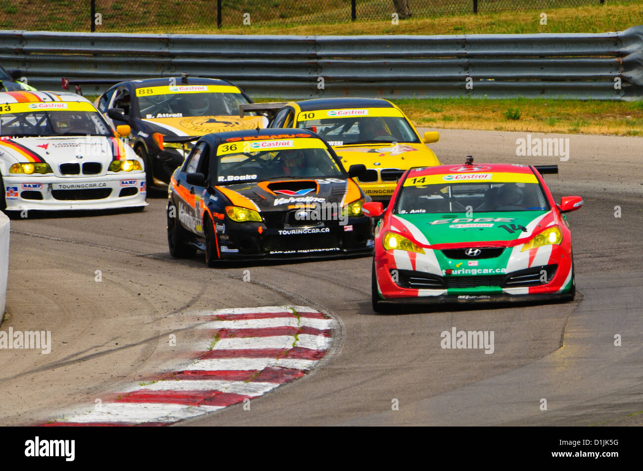 Cars enter turn 1 during the Canadian Touring Car Championship (CTCC ...