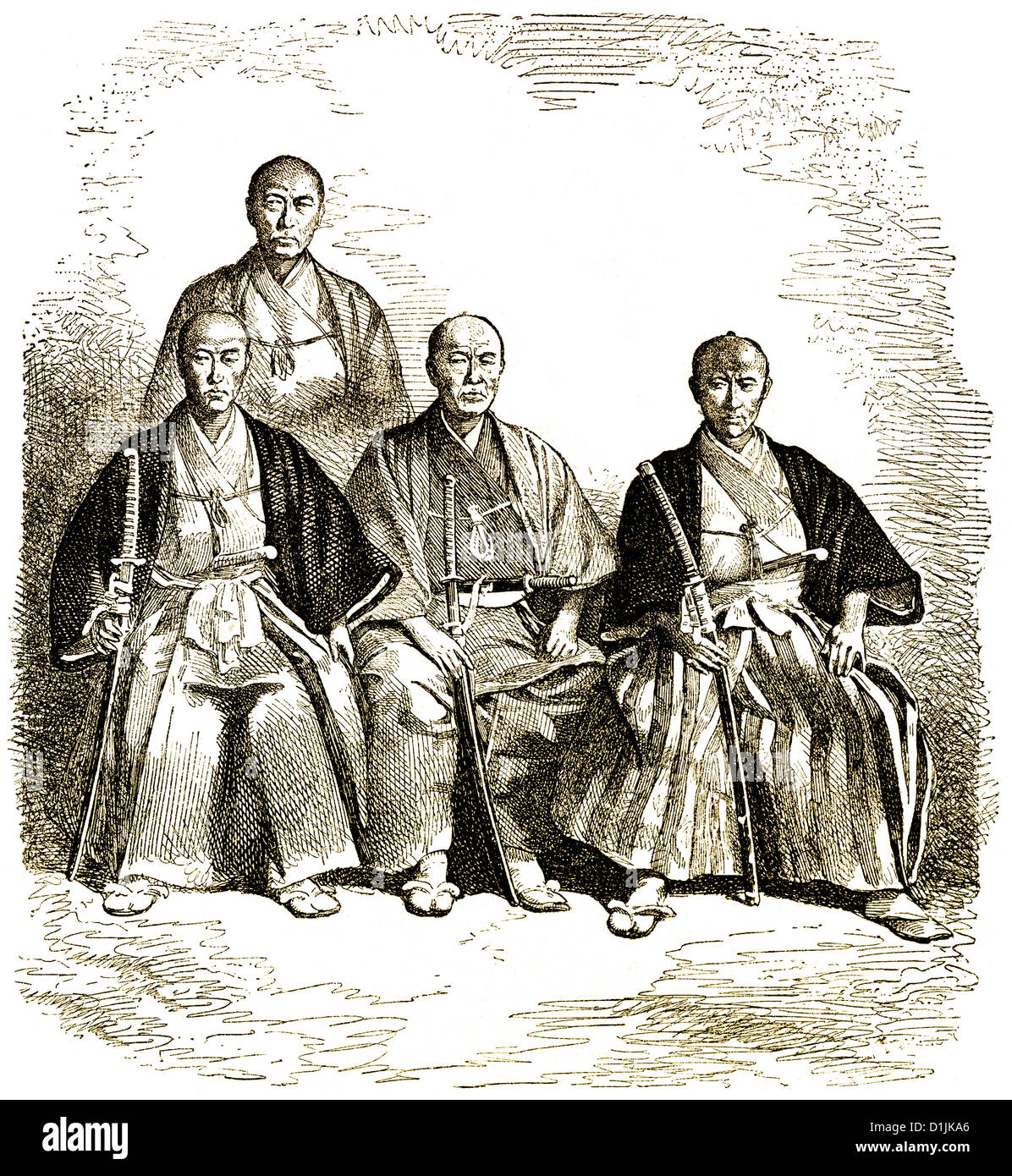 four Japanese samurai, members of the first Japanese embassy in Europe ...