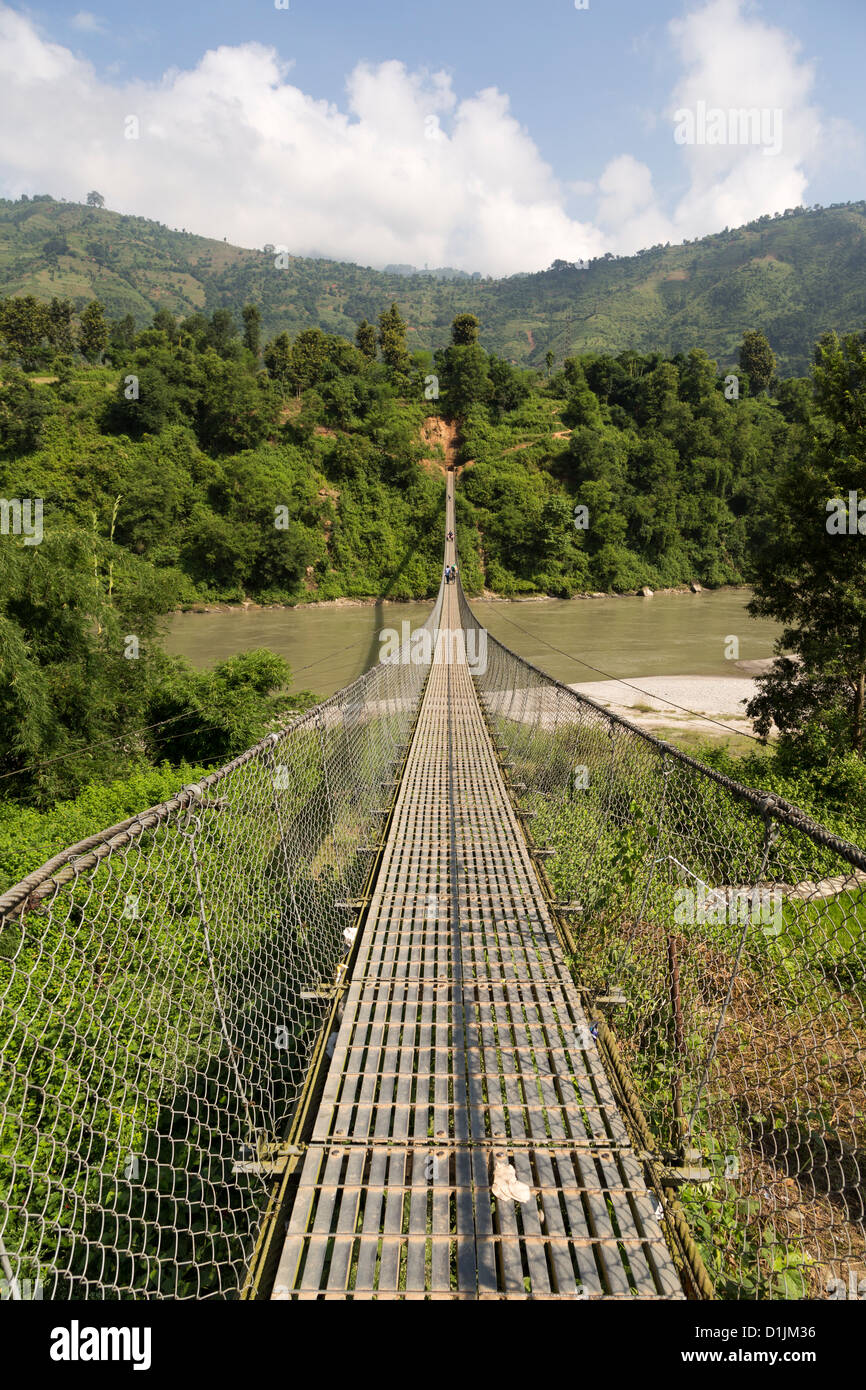 Chain-bridge in the countryside of Nepal Stock Photo - Alamy