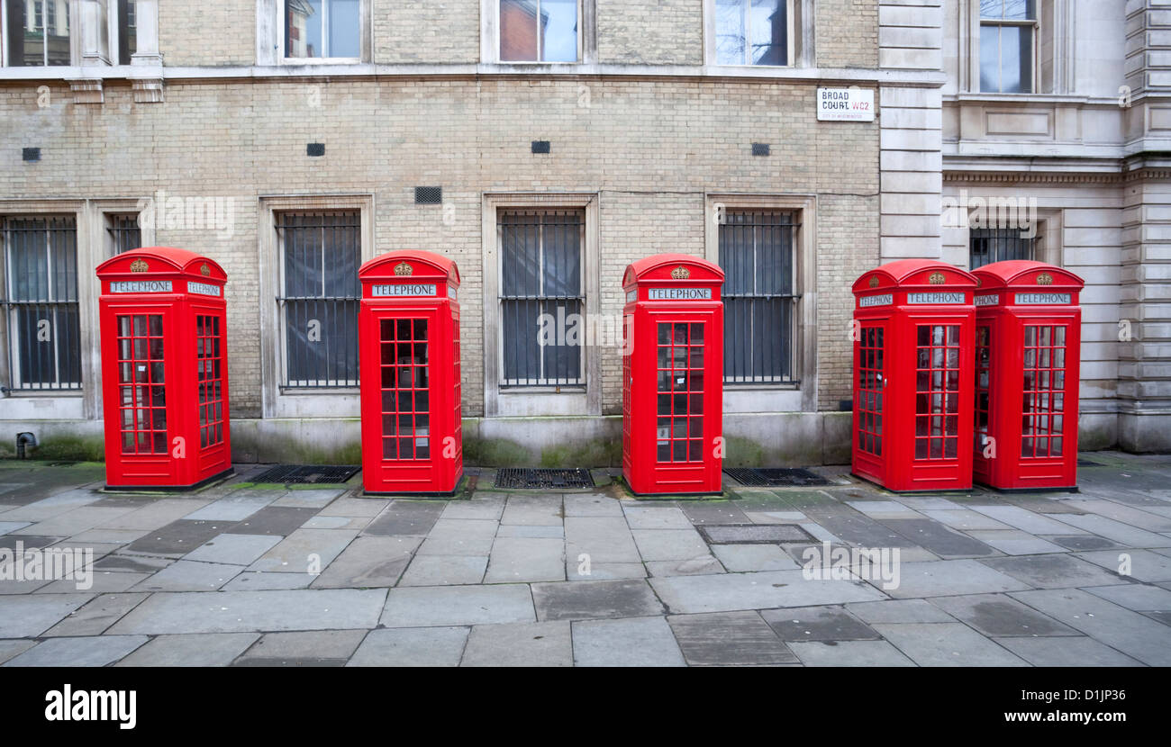 public Row of traditional telephone booths, Broad Court, Covent Garden ...