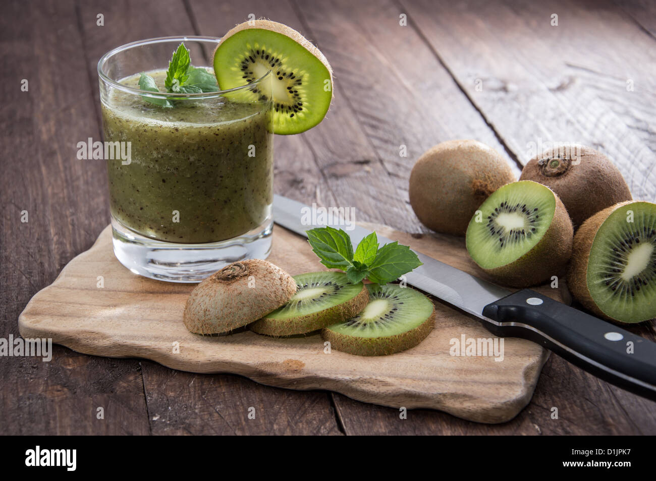 Fresh made Kiwi Shake with fresh fruits Stock Photo - Alamy
