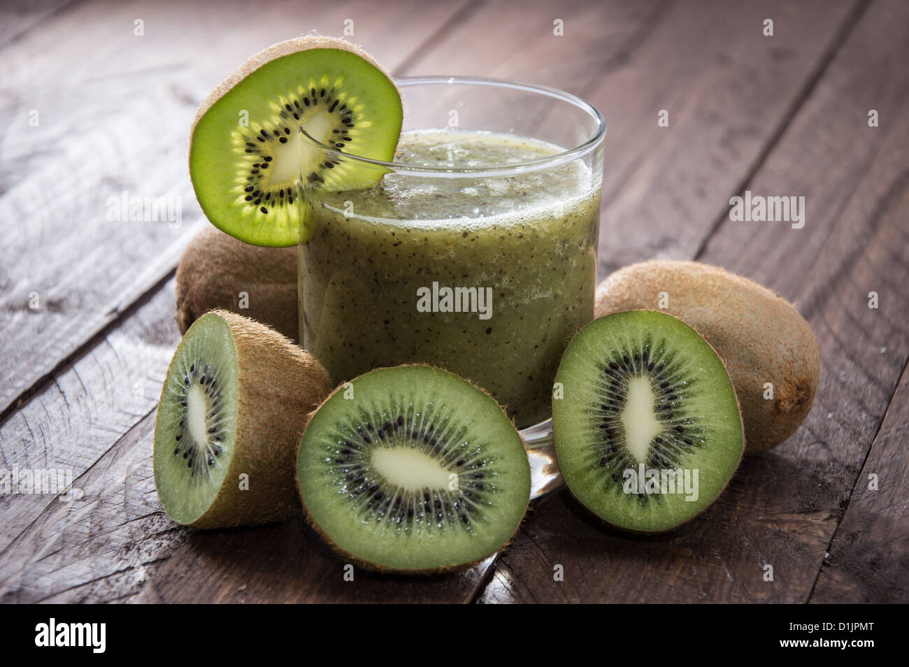 Fresh made Kiwi Shake with fresh fruits Stock Photo - Alamy
