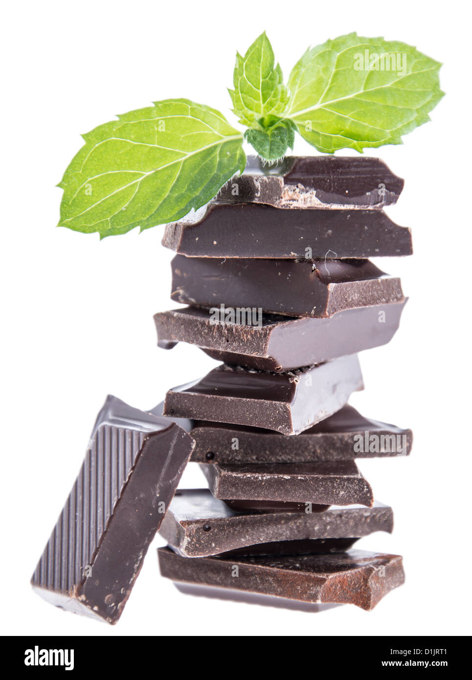 Chocolate with Mint isolated on white background Stock Photo - Alamy