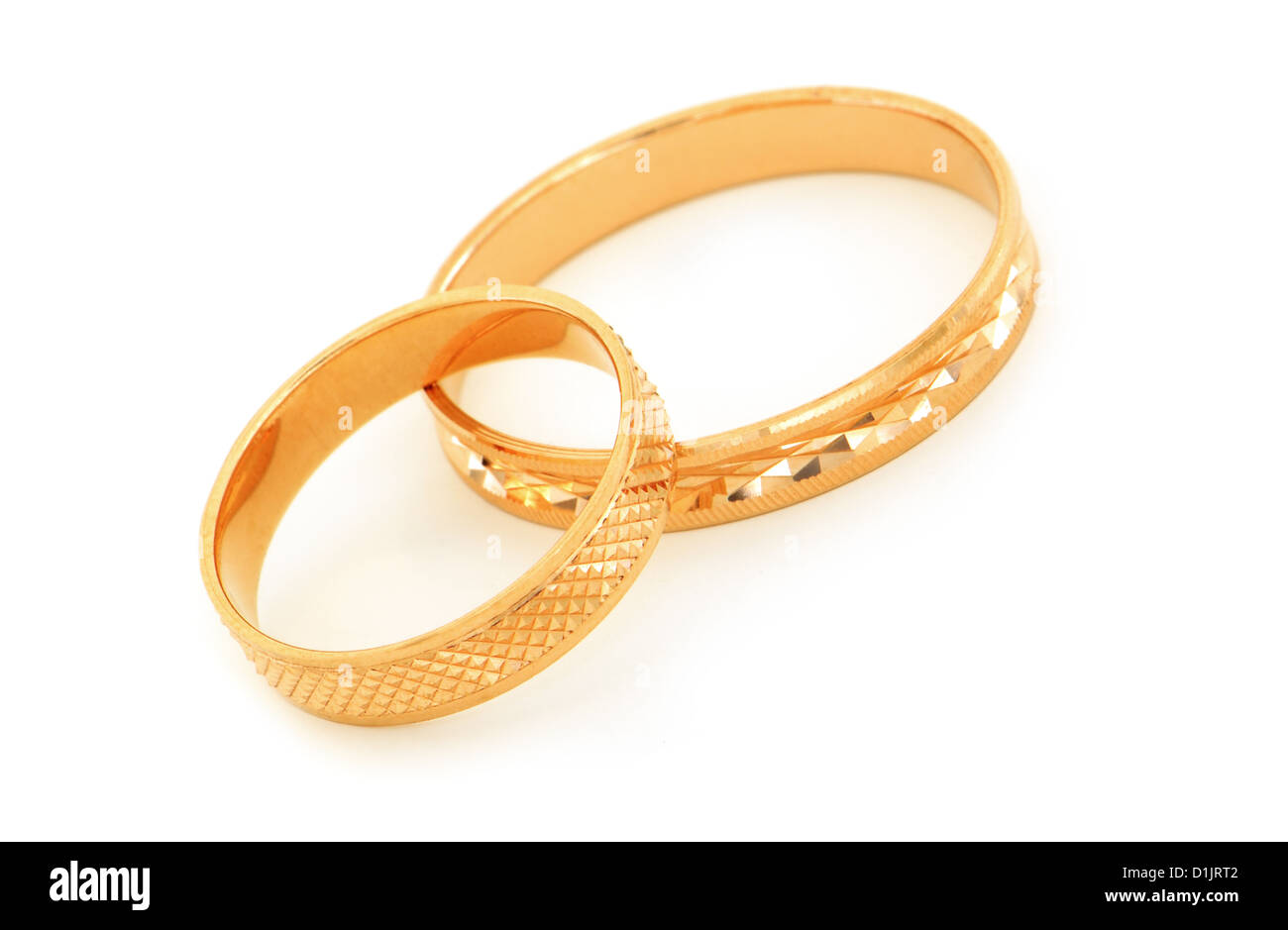 Gold wedding rings. Isolated on white background Stock Photo - Alamy