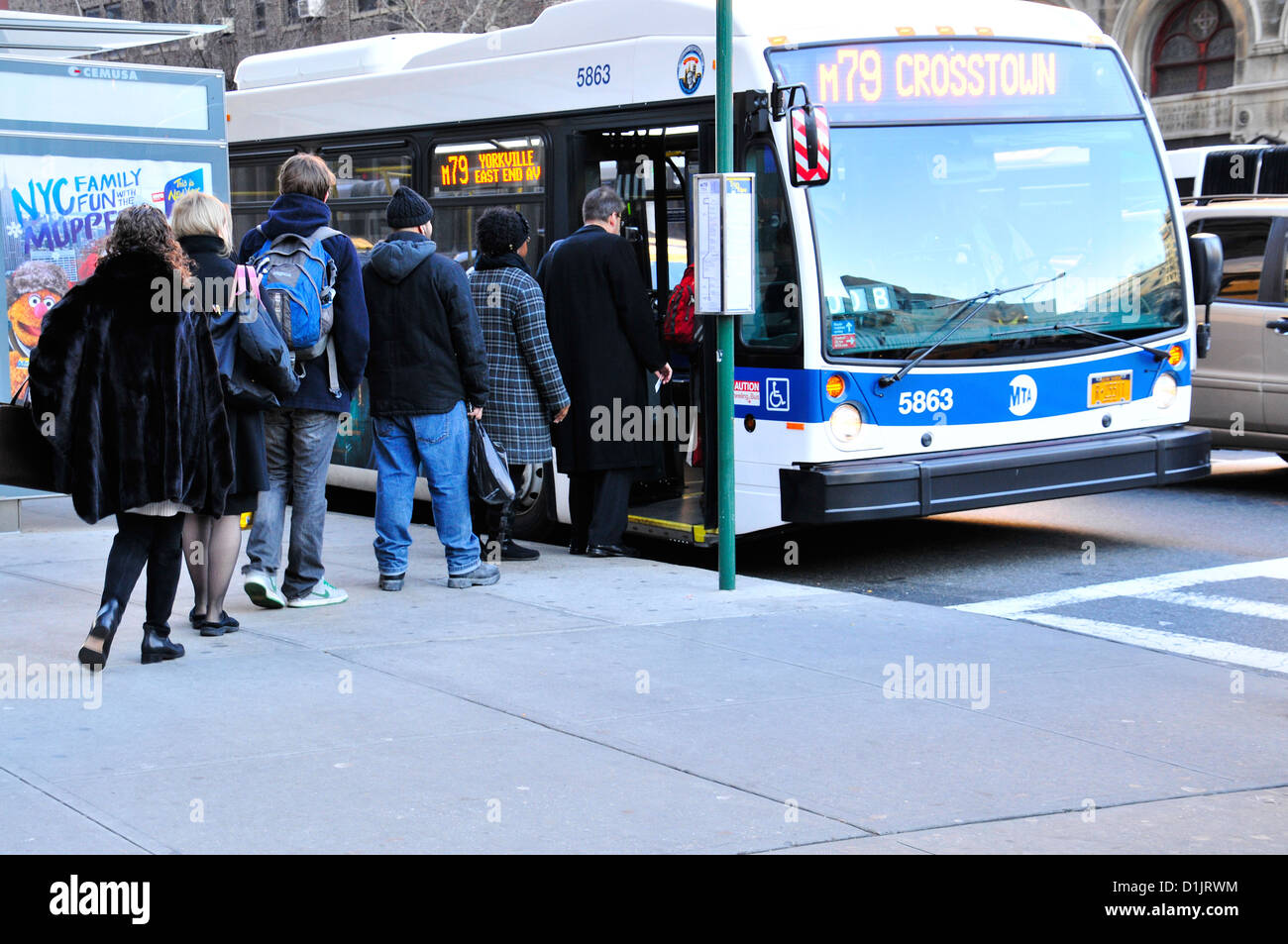 New York City Public Transportation M79 Crosstown MTA Bus on the Upper ...