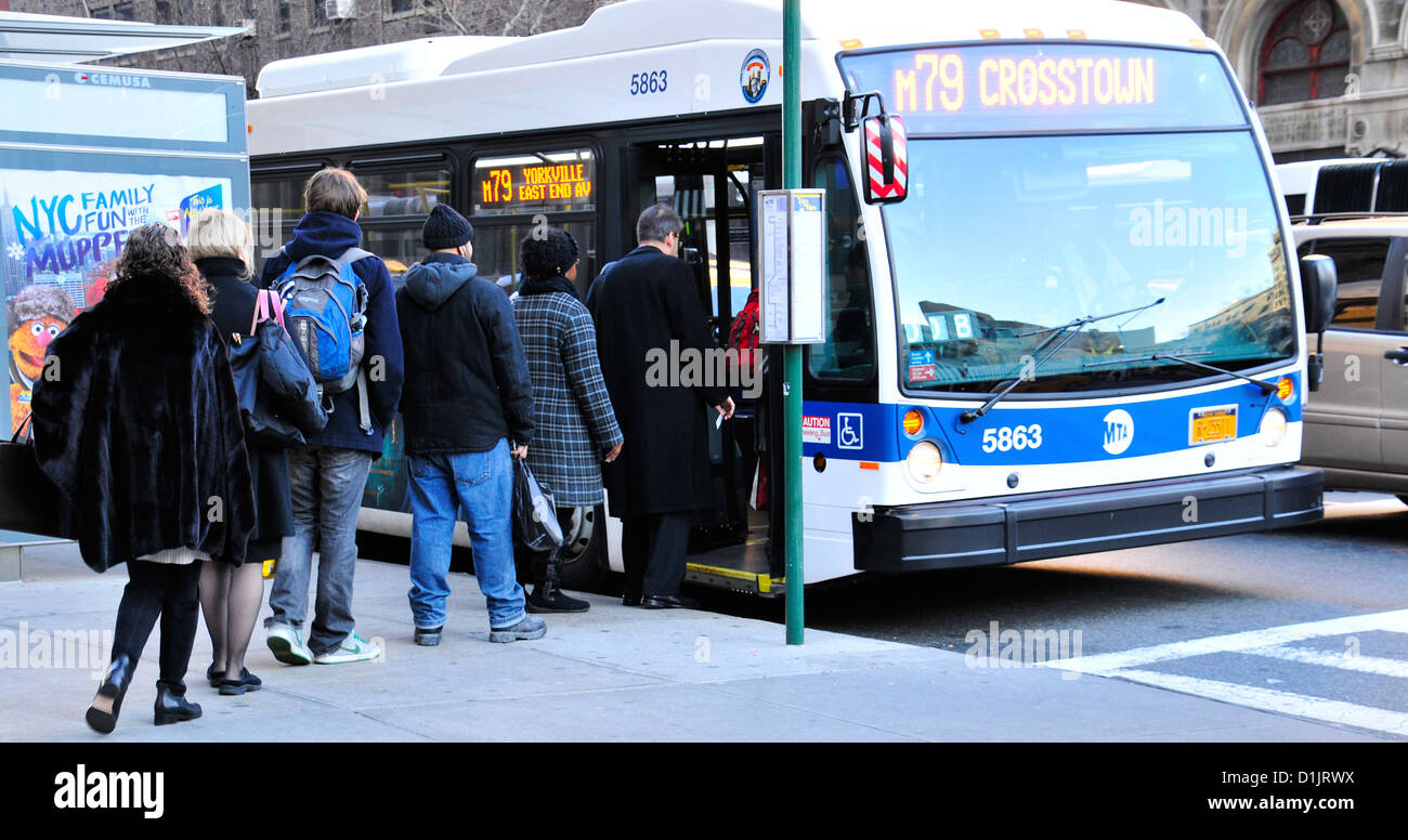 New York City Public Transportation M79 Crosstown MTA Bus on the Upper ...