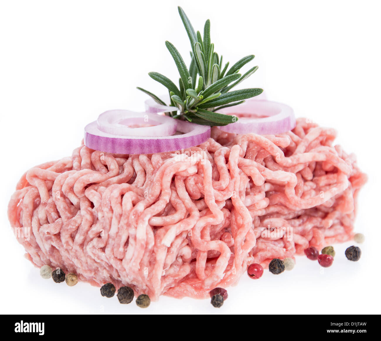 Portion of Minced Meat on white Stock Photo - Alamy