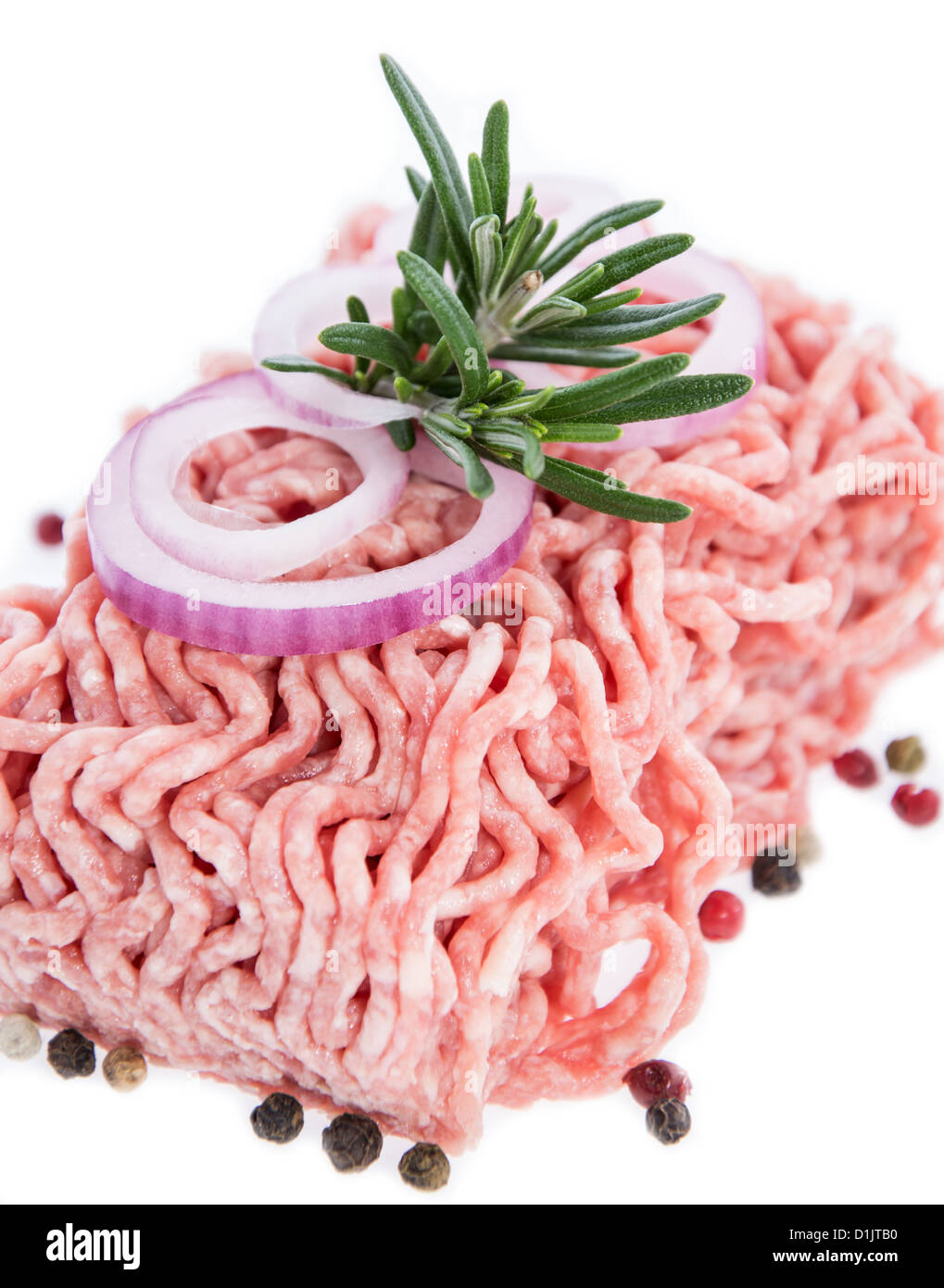 Portion of Minced Meat on white Stock Photo - Alamy