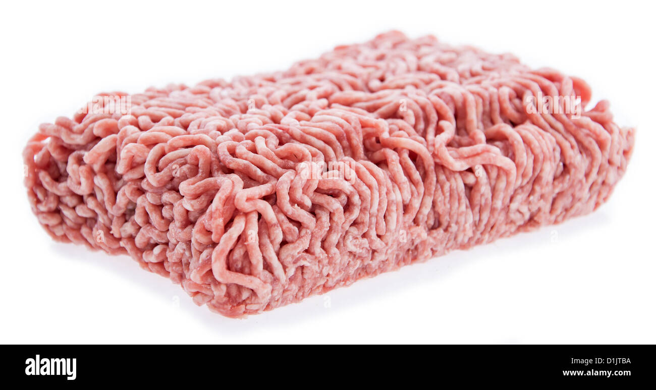 Isolated portion of Minced Meat on white background Stock Photo - Alamy
