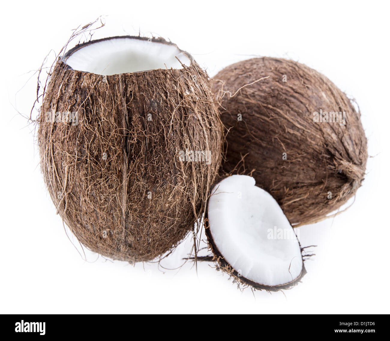 Cracked Coconut isolated on white background Stock Photo - Alamy