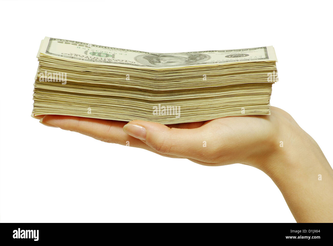 Hand with money isolated on white background Stock Photo - Alamy