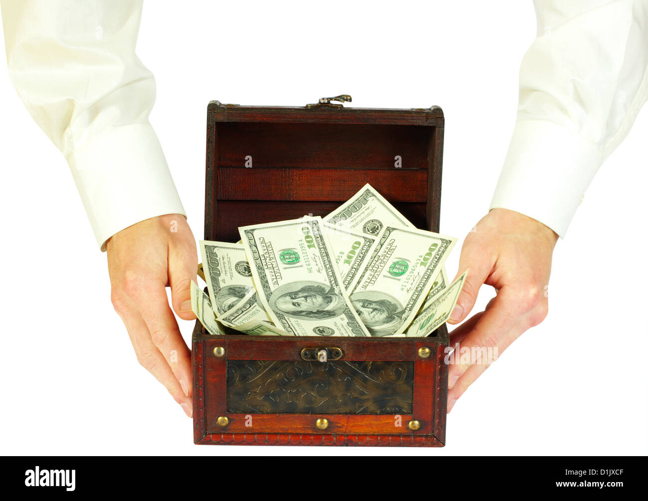 Hand with money isolated on white background Stock Photo - Alamy