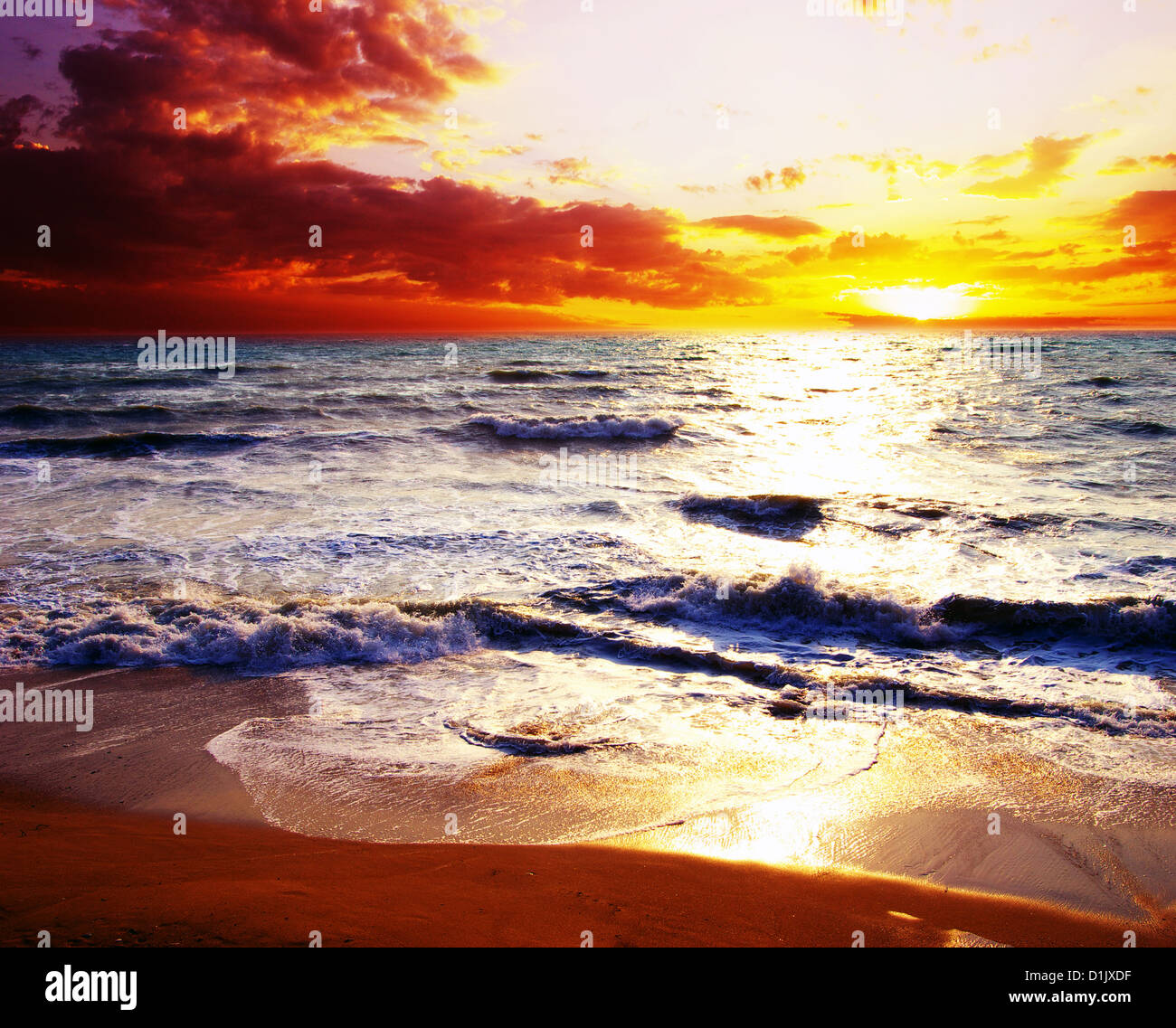 Fantastic sunset over the sea Stock Photo - Alamy