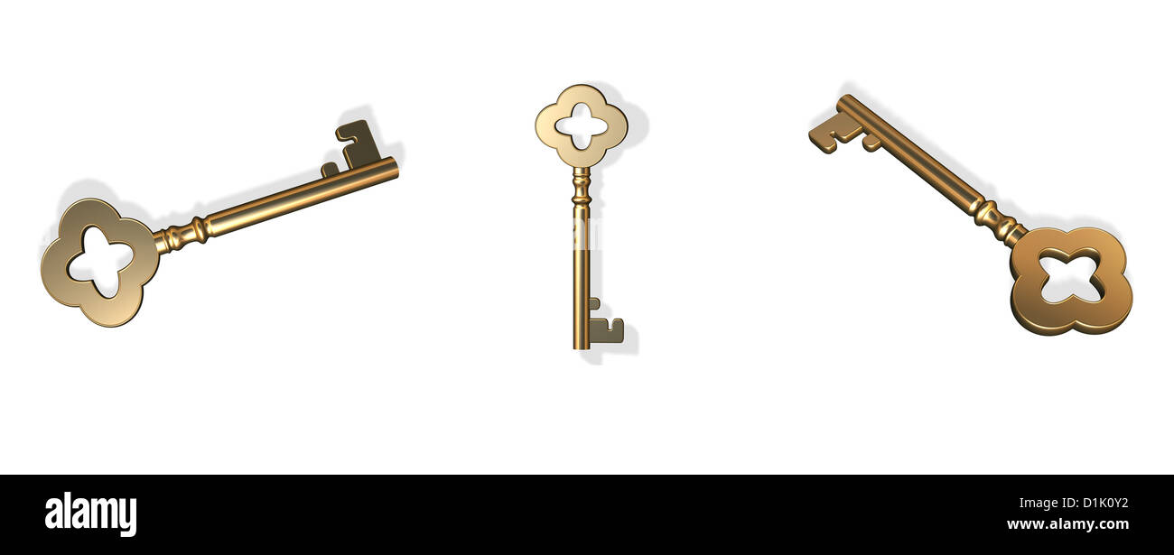 3D gold keys Stock Photo - Alamy