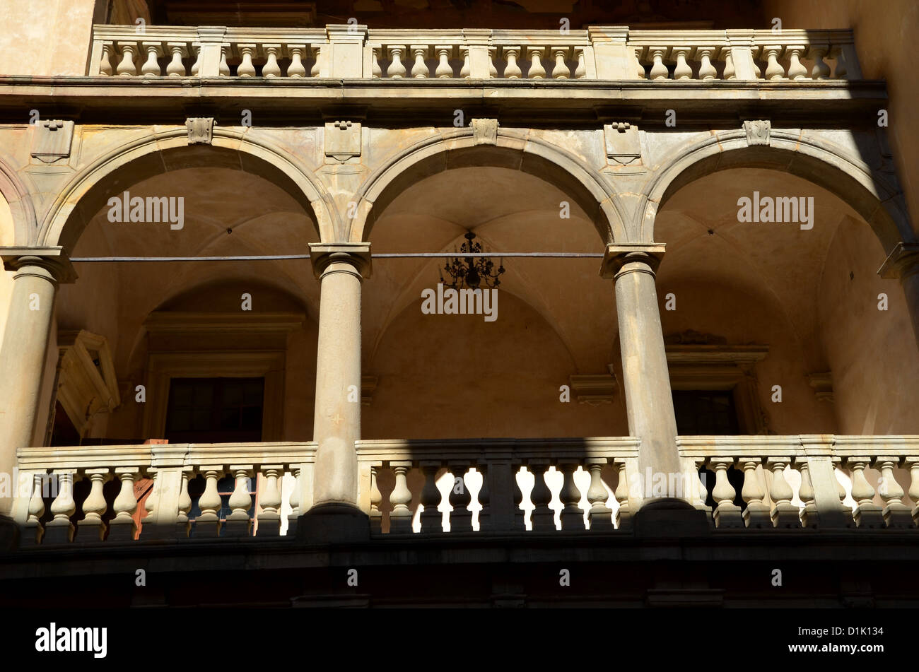 Vintage window and balcony in castle Stock Photo - Alamy