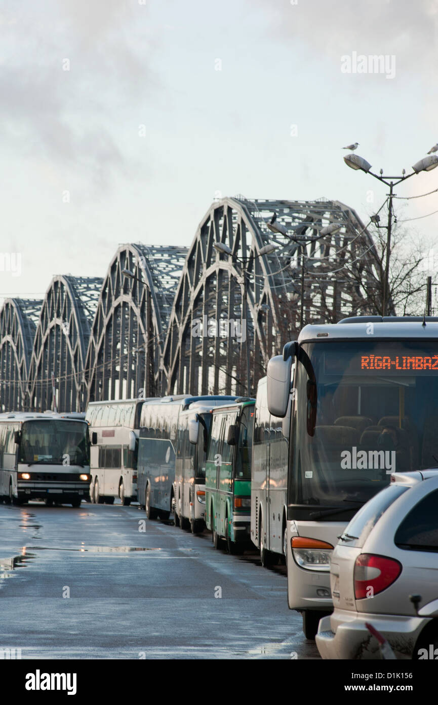 Coach station and buses Stock Photo - Alamy