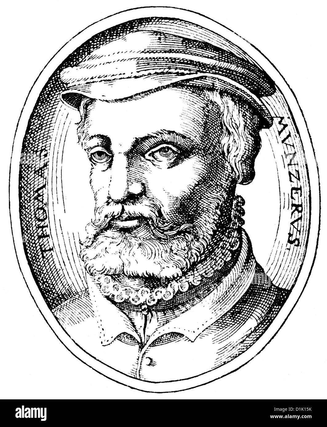 portrait of Thomas Muentzer or Muenzer, around 1489 - 1525, a ...