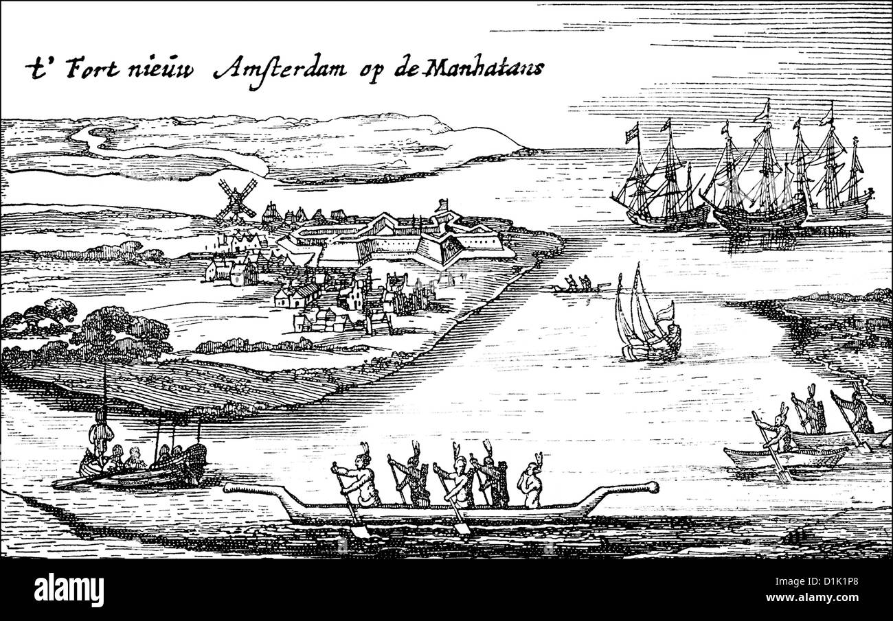 the oldest city view of New Amsterdam or New York City, USA, 17th ... the oldest city view of New Amsterdam or New York City, USA, 17th ...