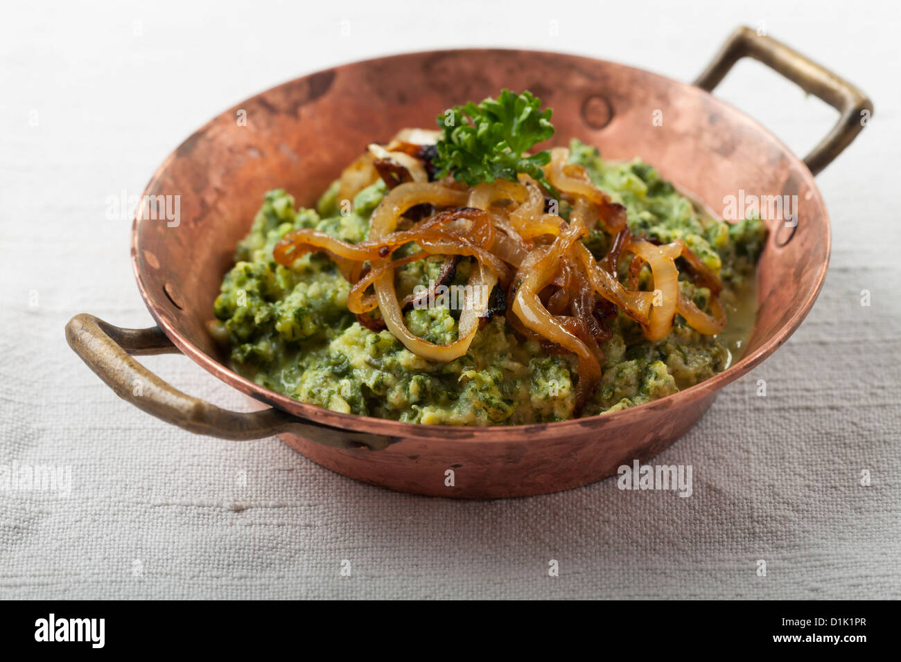 bavarian spinach spaetzle pasta dish Stock Photo - Alamy
